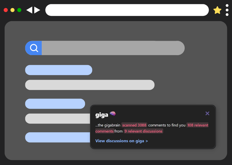 GigaBrain - Search Reddit and Other Communities for Answers from Real People